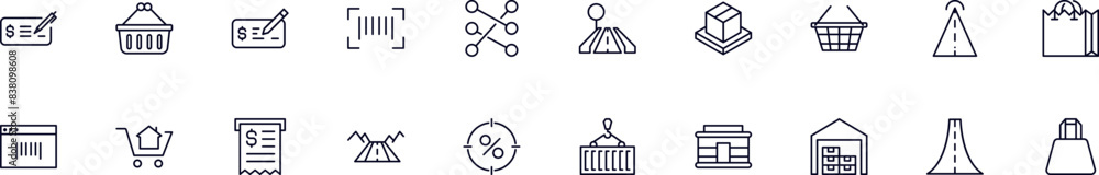 Set of vector symbols of commerce. Editable stroke. Simple outline ...