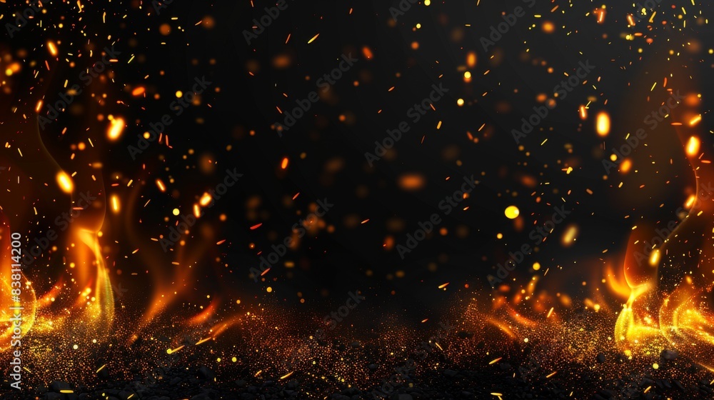 Realistic isolated fire effect for decoration and covering on a ...