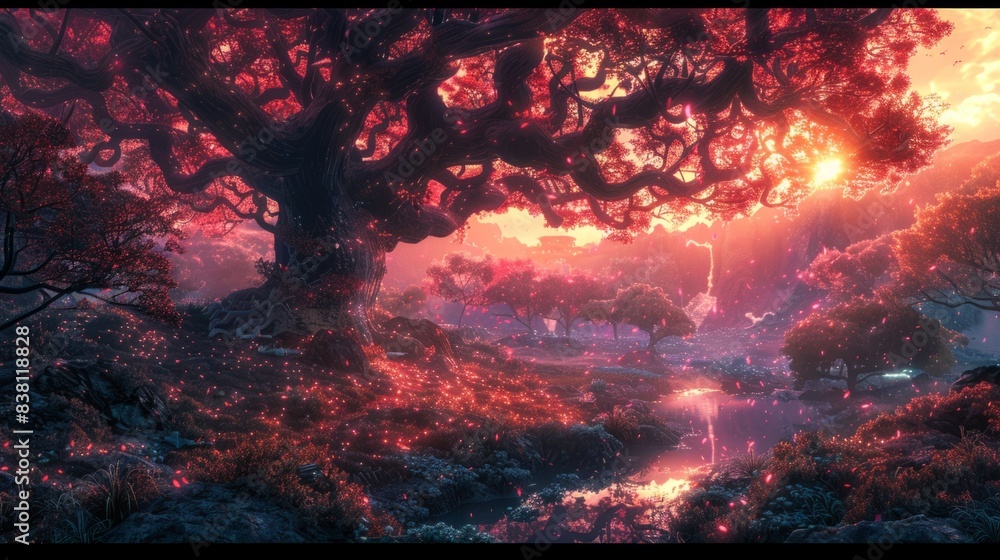 Captivating 2D artwork of magical realism, featuring a blend of reality ...