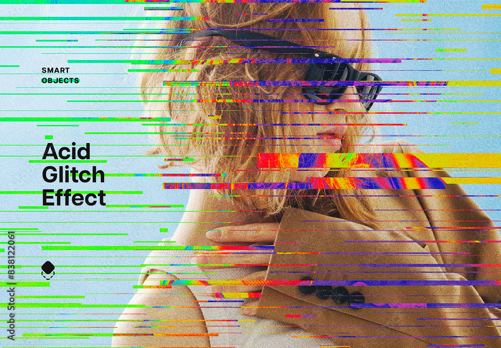 Acid Glitch Photo Effect Mockup Stock Template | Adobe Stock