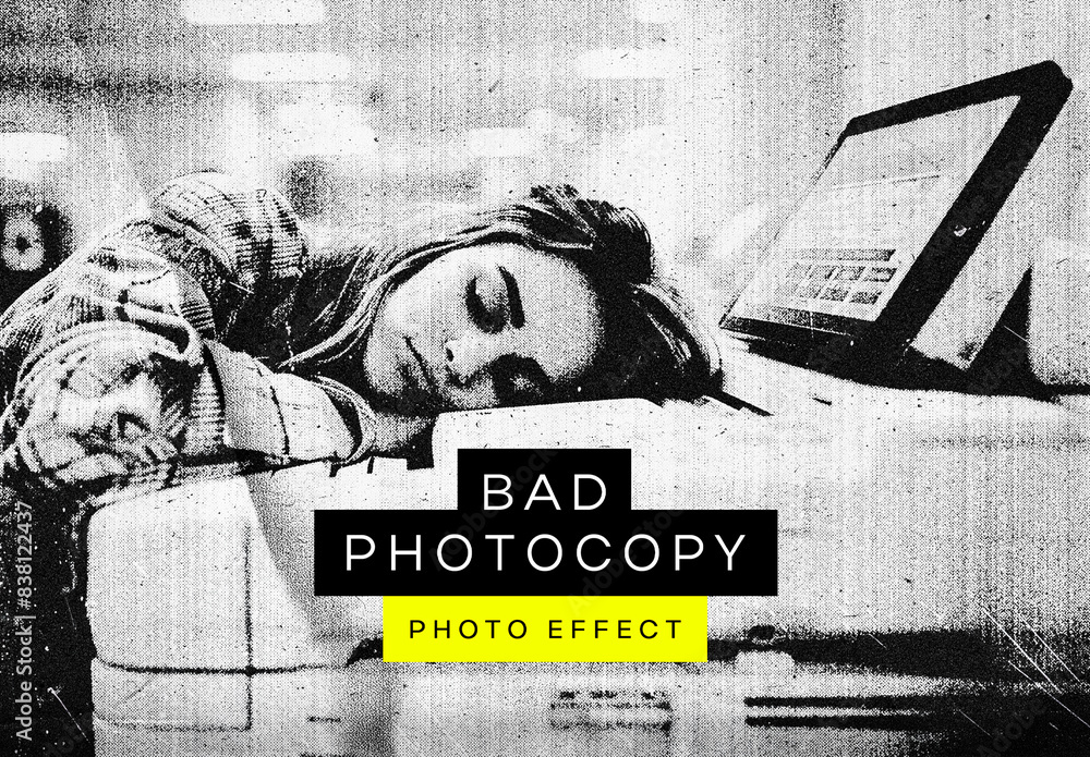 Bad Photocopy Photo Effect Mockup With Generative AI Stock Template ...