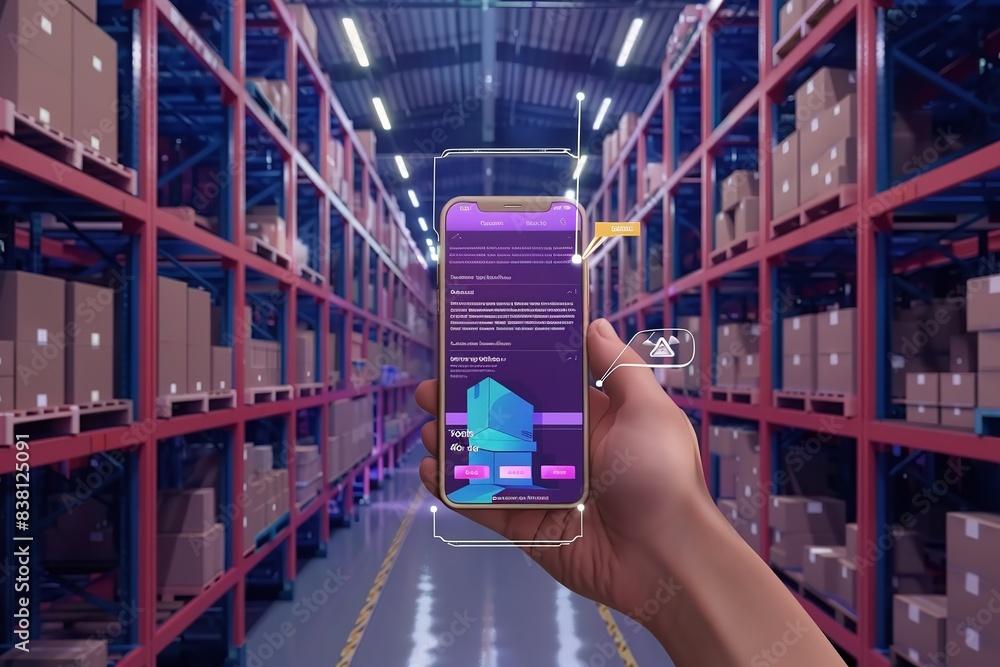 Package picking and delivery are identified by a smart warehouse management system that uses ...