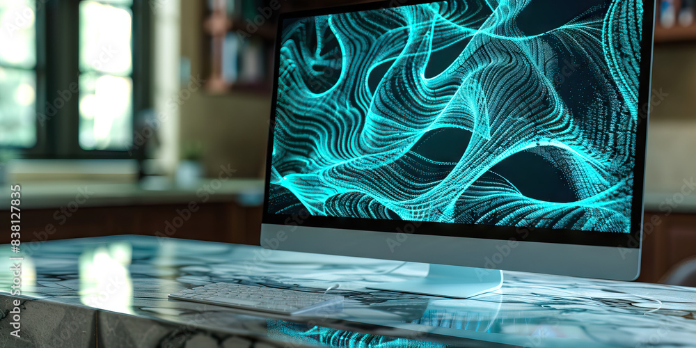 The Swirling Turquoise Tides of Data. A computer monitor displaying ...