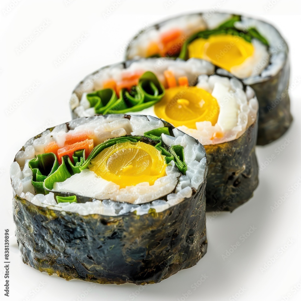 High resolution image of traditional Kimbap, isolated on a white ...
