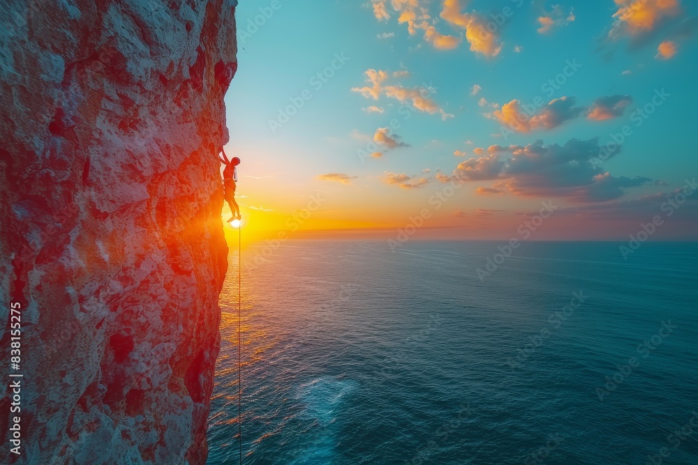 Rock Climbing Cliff: A climber scaling a vertical cliff face ...