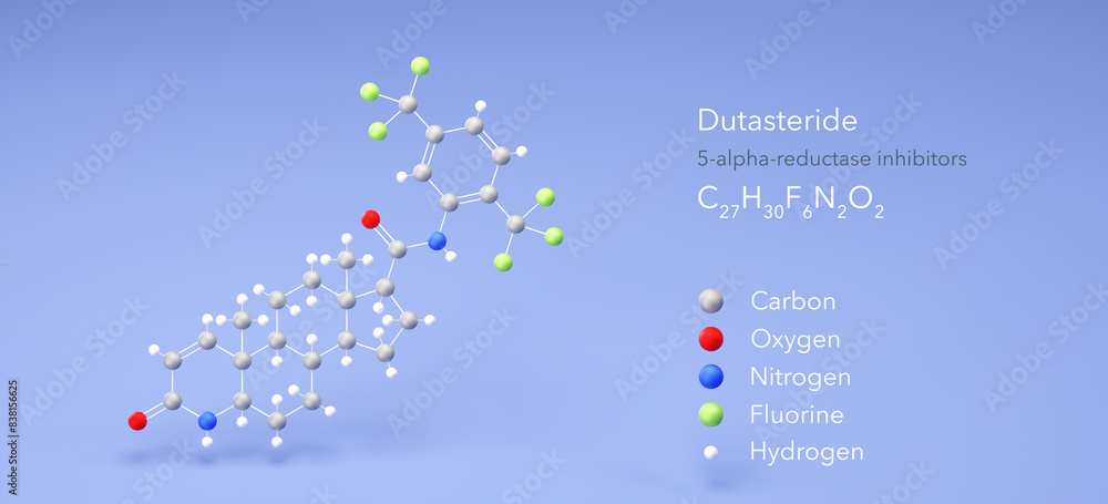 dutasteride molecule, molecular structures, avodart, 3d model ...