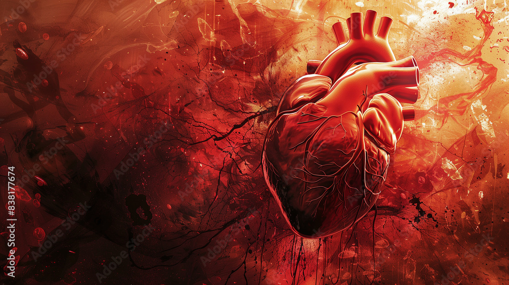 Heart Attack Concept Art with Human Heart and Blood Vessels Stock ...