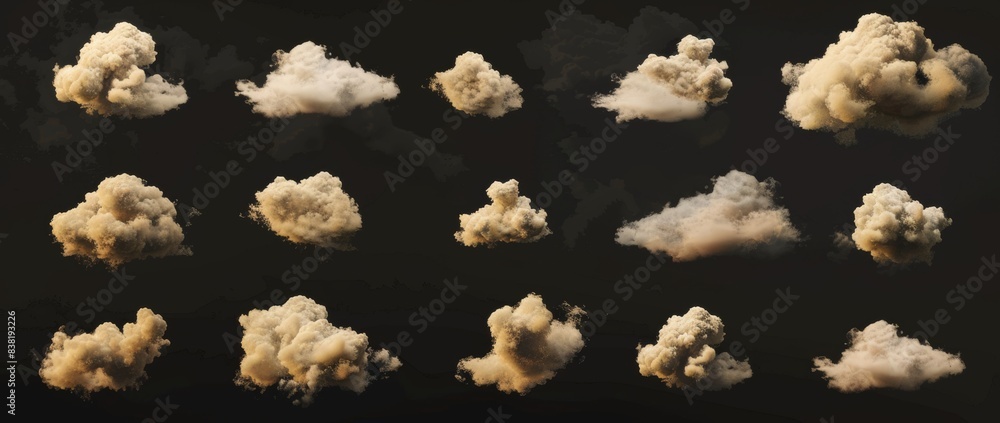 Set of realistic modern illustrations depicting a desert storm - flying ...