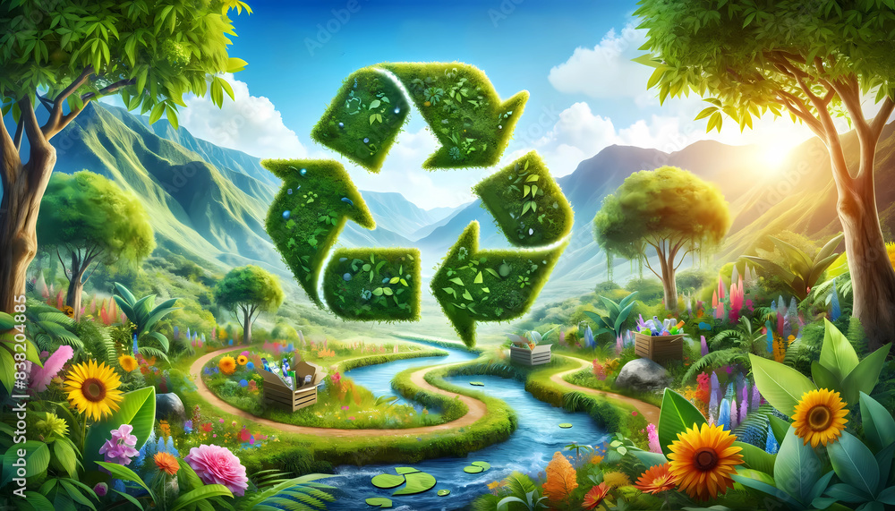 Green Recycling Symbol in a Lush Forest: Representing Sustainability ...