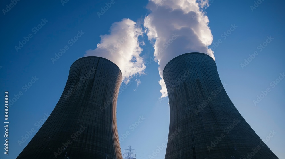 The cooling towers of the Vogtle Electric Generating Plant, with steam ...