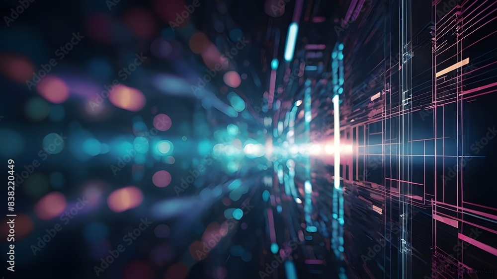 Futuristic Abstract Background with Bokeh and Tech Elements ...