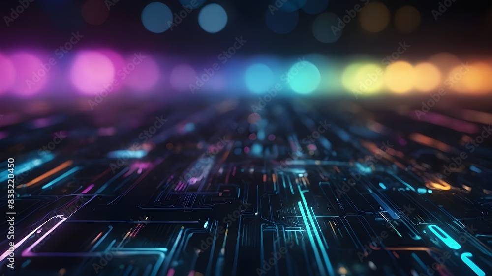 Futuristic Abstract Background with Bokeh and Tech Elements ...