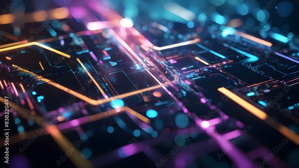 Futuristic Abstract Background with Bokeh and Tech Elements ...