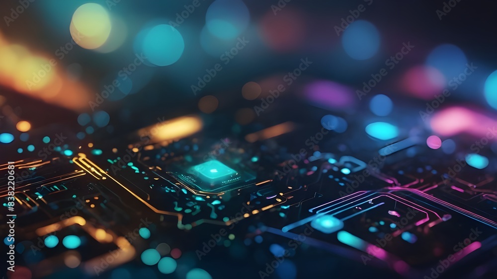Futuristic Abstract Background with Bokeh and Tech Elements ...