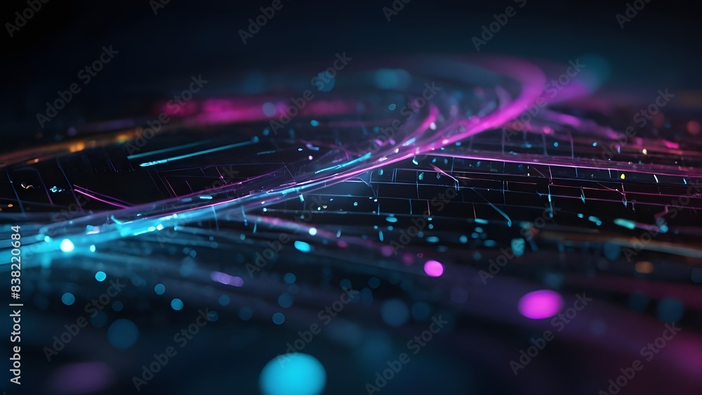 Futuristic Abstract Background with Bokeh and Tech Elements ...