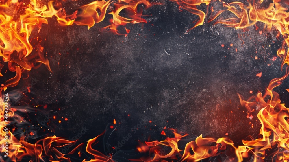 fire frame border background for banner with copy space Stock Photo ...