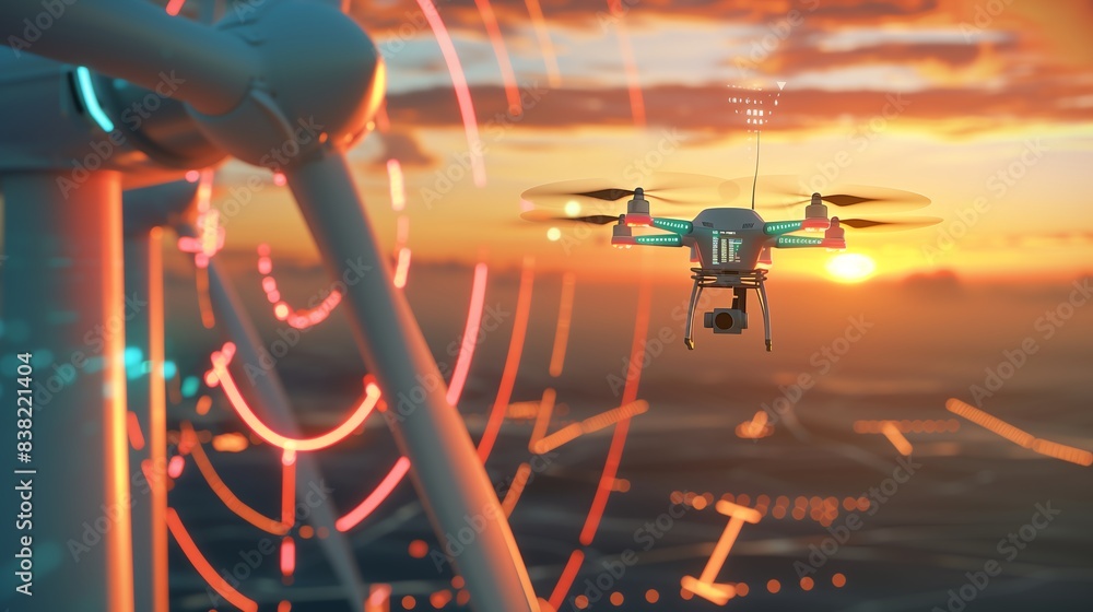 High-Tech Wind Turbine Against a Sunset Backdrop: A Detailed ...