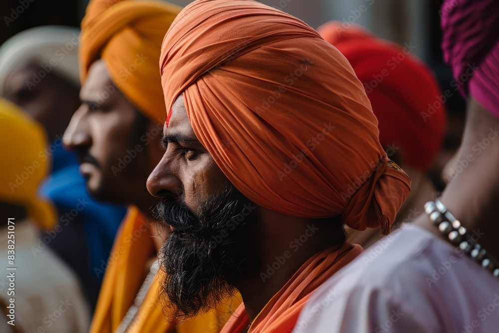 Sikh Turban Tying, Men donning turbans at a Gurdwara, Cultural Identity ...