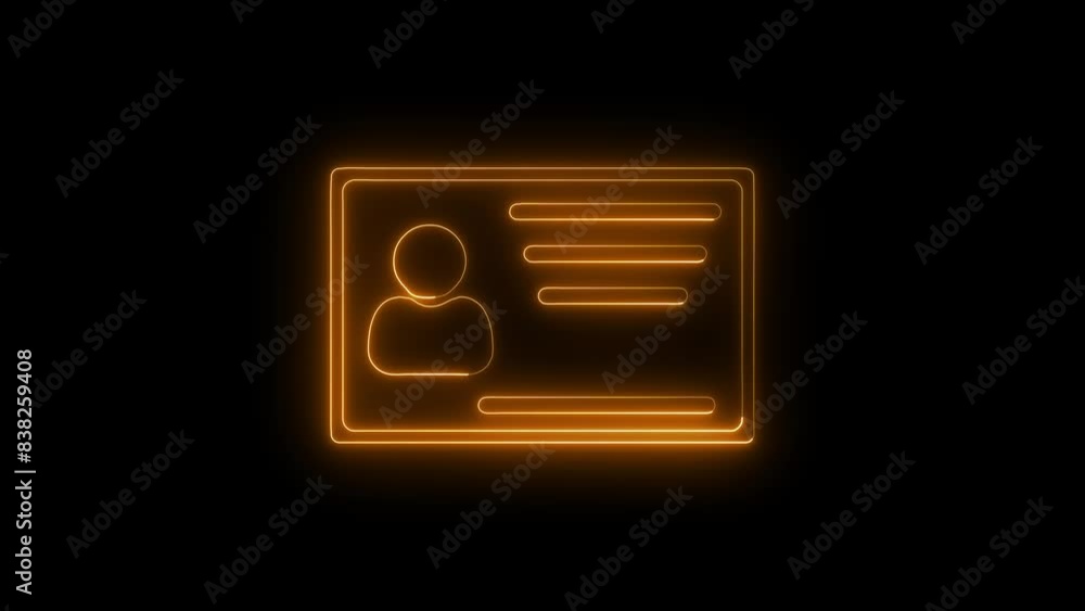 Neon ID Card icon. Identification card outline icon . personal ...