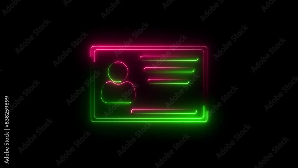 ID Card icon. Neon Identification card outline icon . Driver's license ...