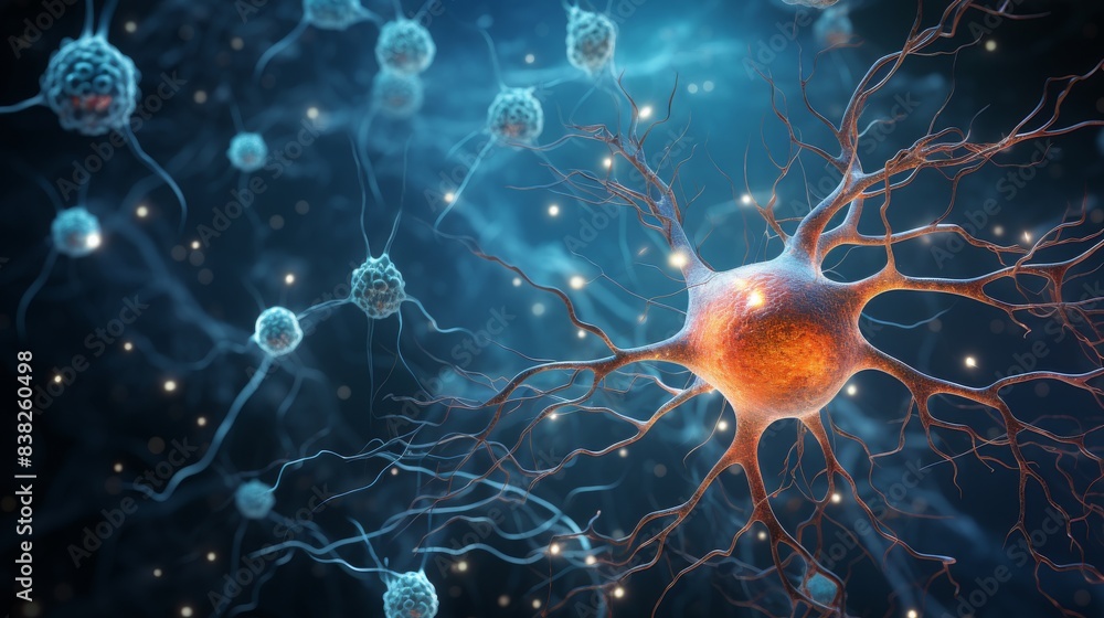 Detailed 3D Illustration of Motor Neuron Cell Structure Showing Nucleus ...