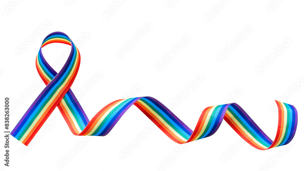 LGBT, LGBTQ, pride month with rainbow ribbon awareness png isolated on ...