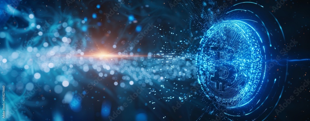 Digital background wallpaper banner designed using bitcoin blockchain ...