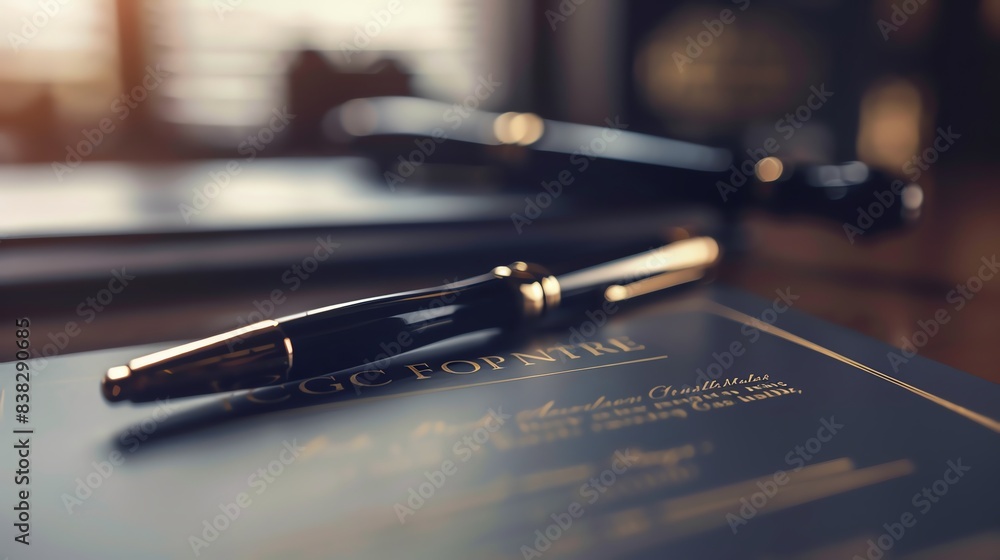 Craft a realistic Frontal View representation of a contract document ...