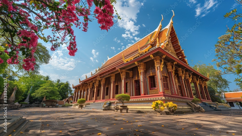 Thai temple churches decorated in Thai cultural style. Beautiful Thai ...
