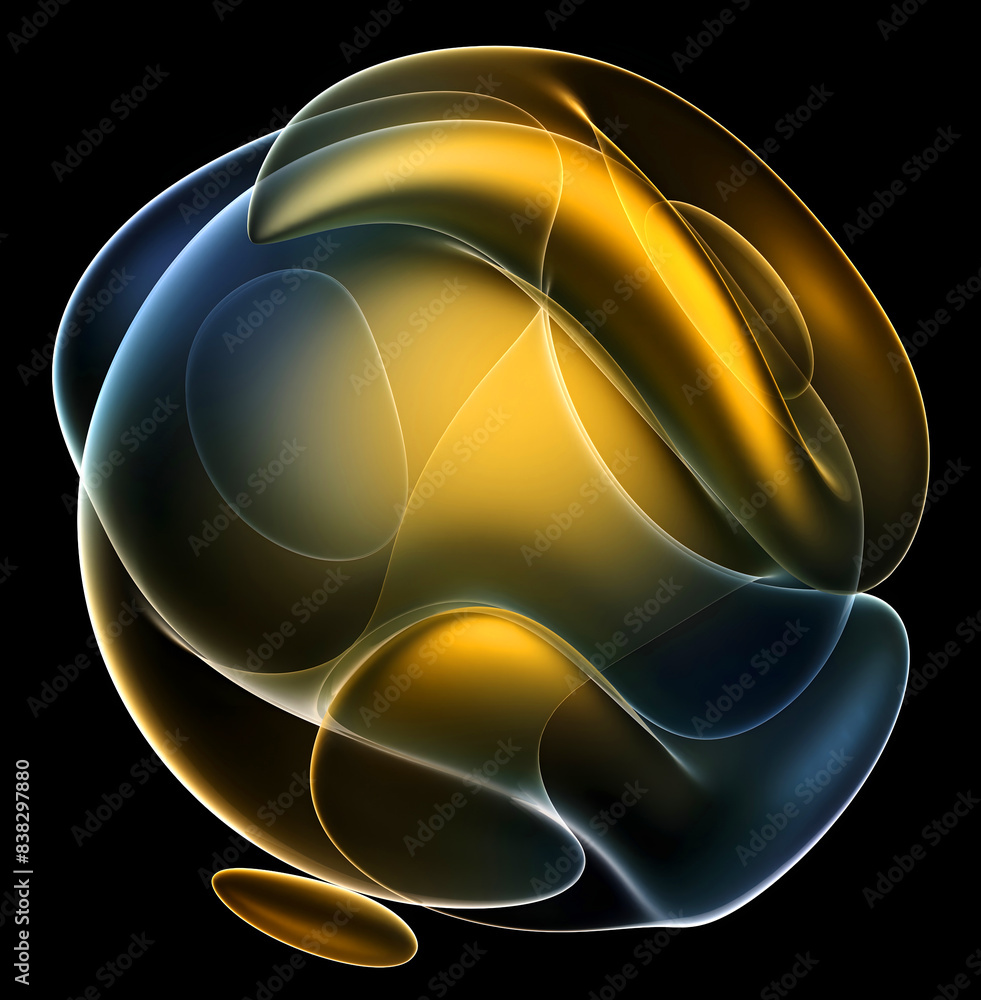 3D render abstract art of surreal alien ball flower in spherical round ...