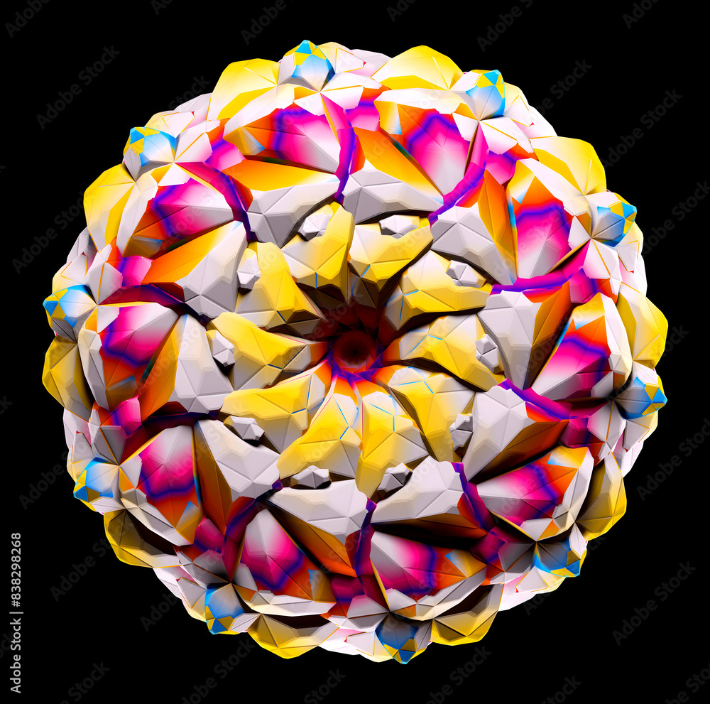 3d render of abstract art with surreal mandala fractal cubical symmetry ...