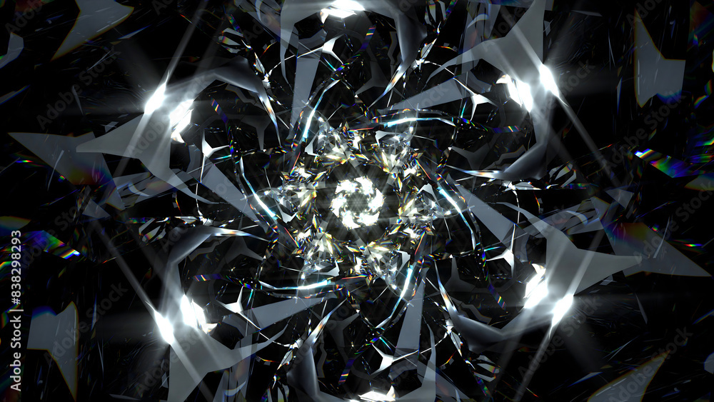 3d render of abstract art with transform rotating fractal diamond ...