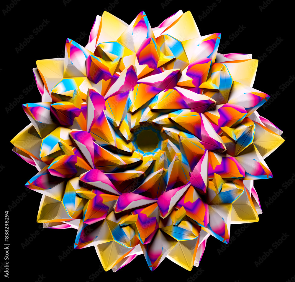 3d render of abstract art with surreal mandala fractal cubical symmetry ...
