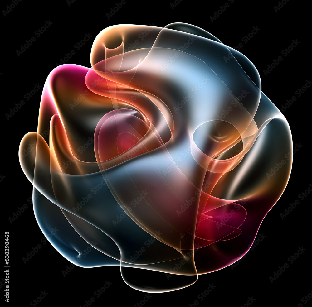 3D render of abstract art of surreal alien ball flower in spherical ...