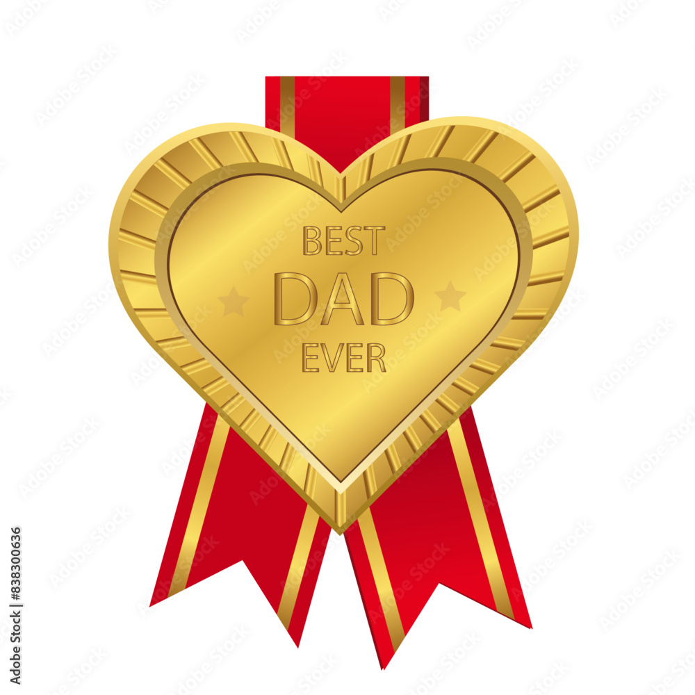 Gold heart medal with ‘best dad ever’ written on it. Best dad ever ...