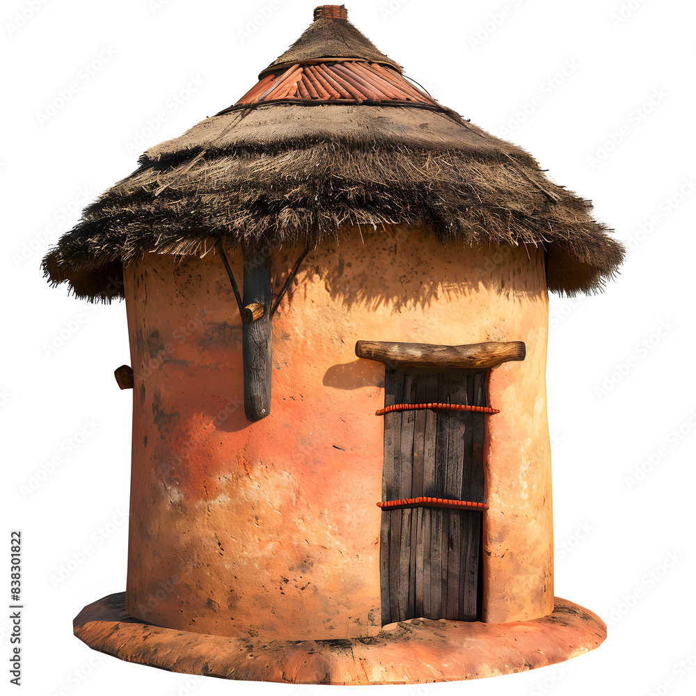 ภาพประกอบสต็อก traditional african hut, rondavel with thatched roof and ...