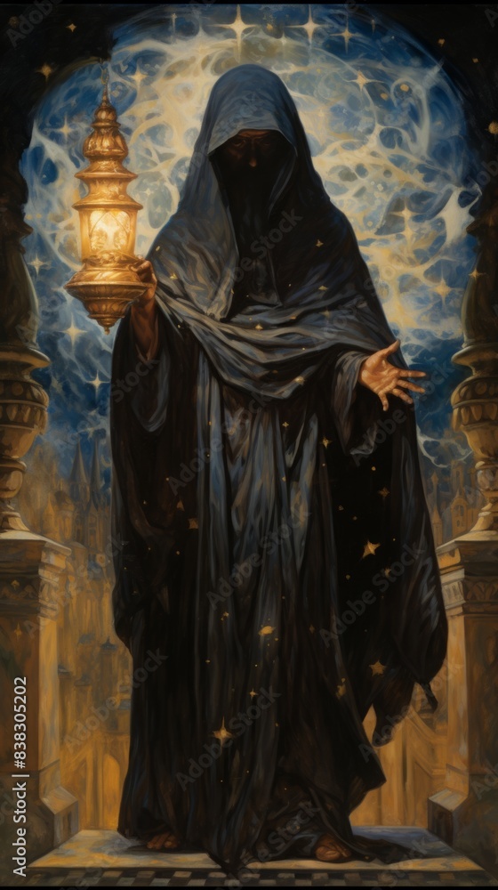 Mystical Hermit Tarot Card Illustration of Introspective Figure with ...