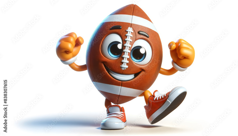 Playful American football emoji with big eyes and a wide smile, dancing ...