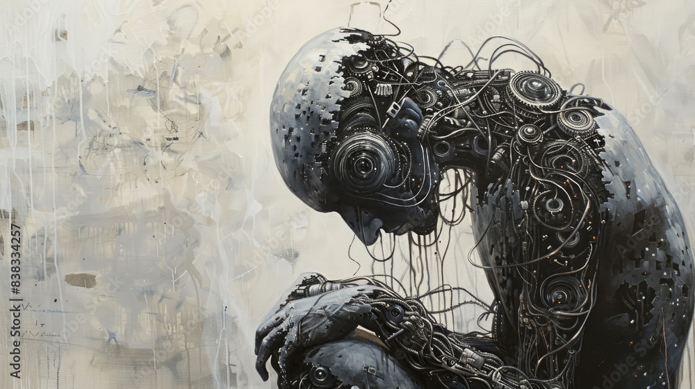 full body of a vulnerable person who is standing. they are in shame and ...