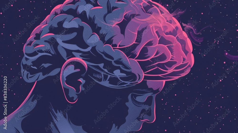 A detailed illustration of the brain under stress, highlighting the ...