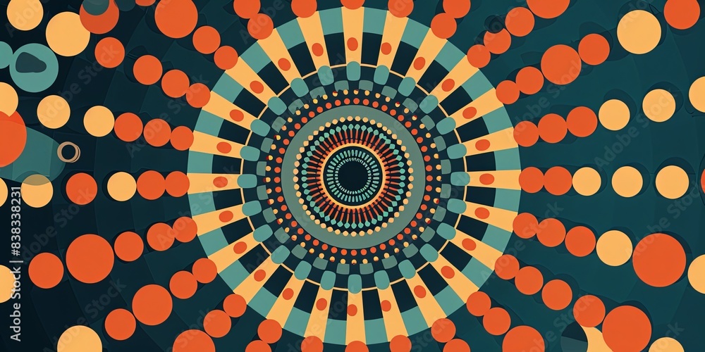 Circular patterns with radial symmetry, flat design side view theme ...