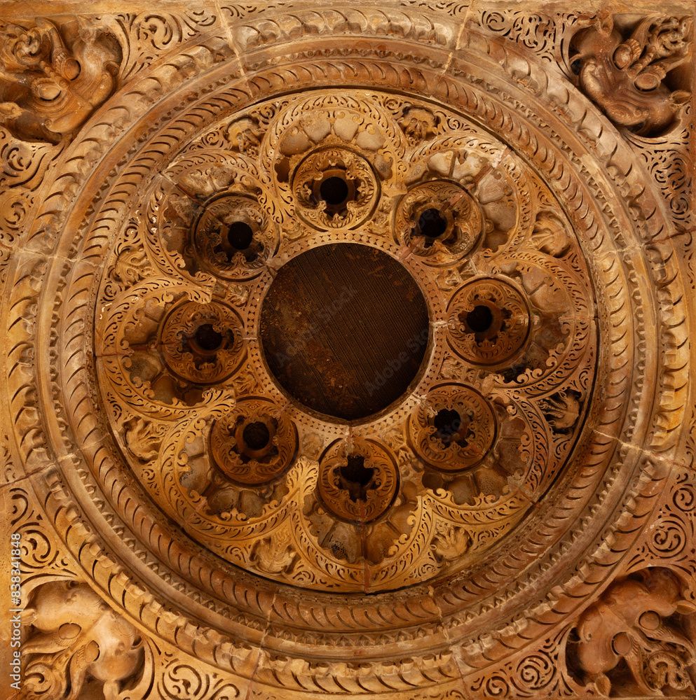 Intricate designs in the interior of Kandariya Mahadeva Temple in the ...