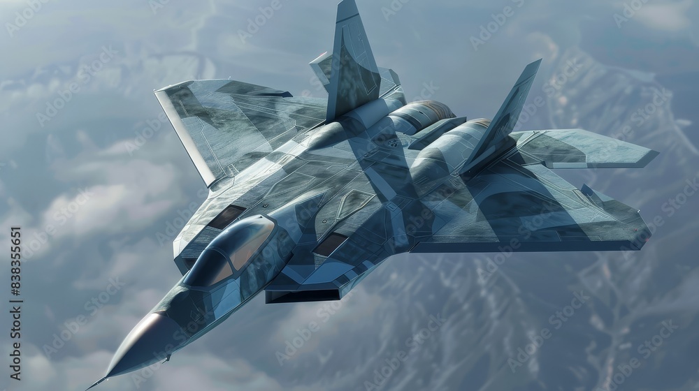 Sleek and Futuristic Fighter Jet Soaring Powerfully Through Dramatic ...