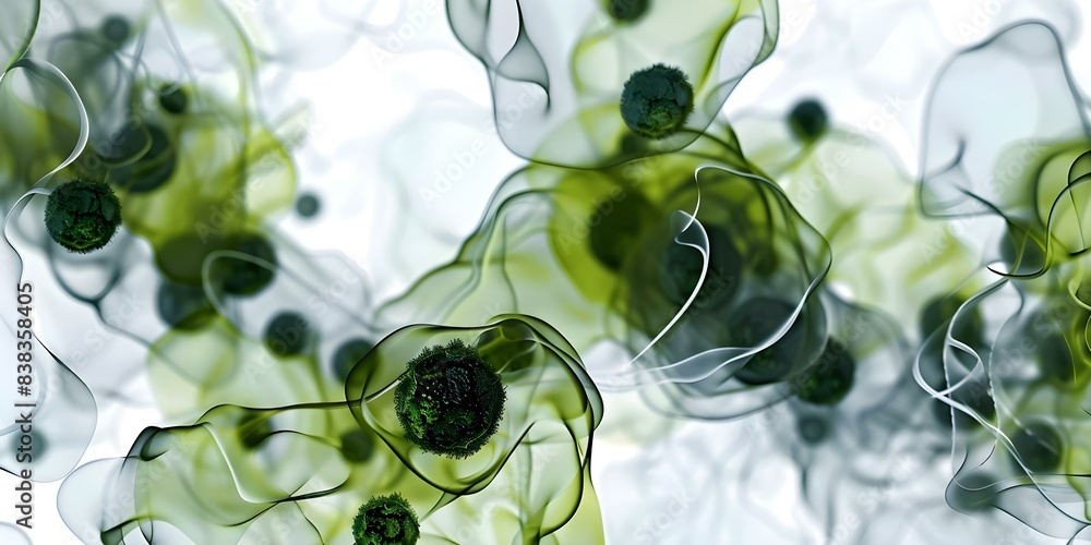 Crosssection of algal cell showing nucleus and internal structures ...