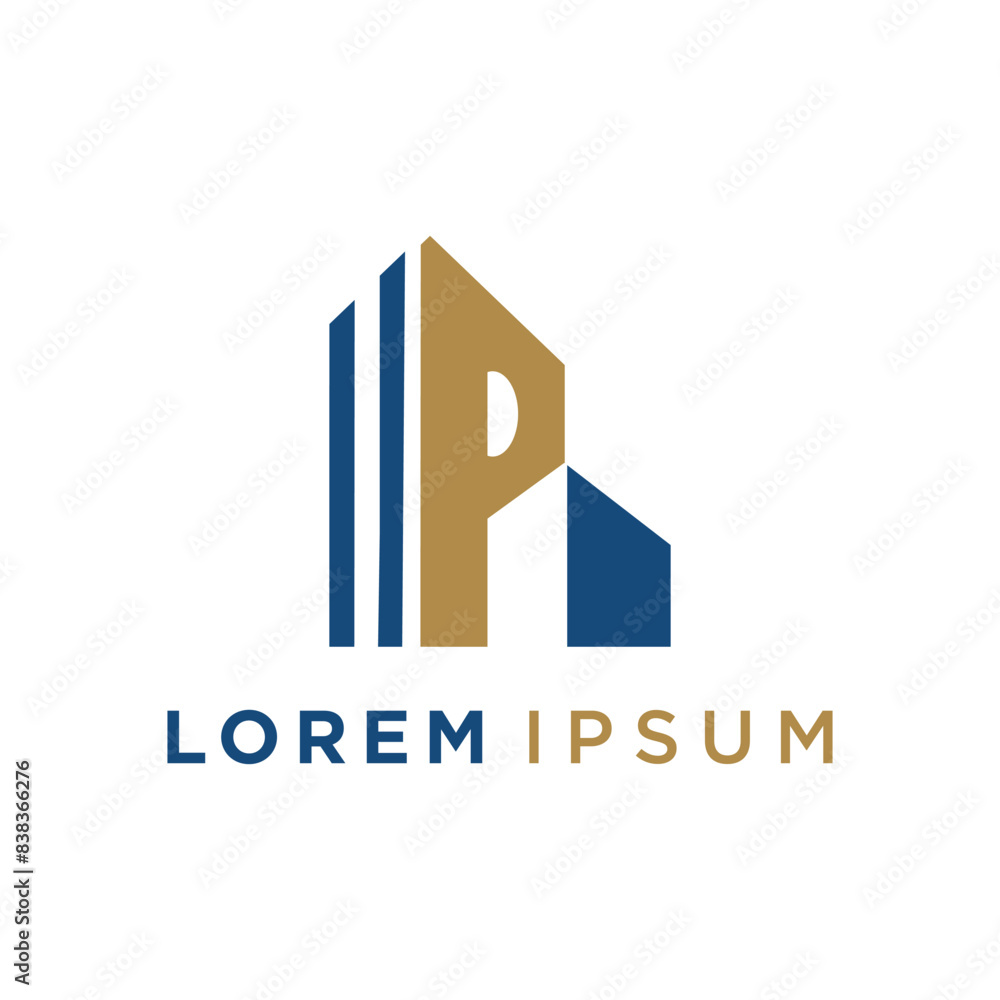 Vector letter p logo design with building concept Stock Vector | Adobe ...