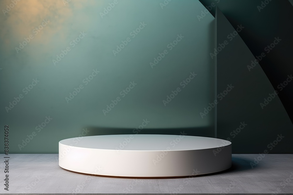 podium for exhibit. Empty white marble stone mockup for podium display ...