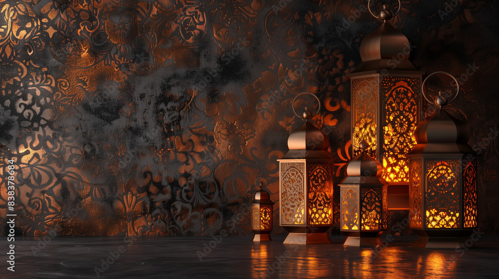 Islamic background with lanterns, createdIslamic background, lanterns ...