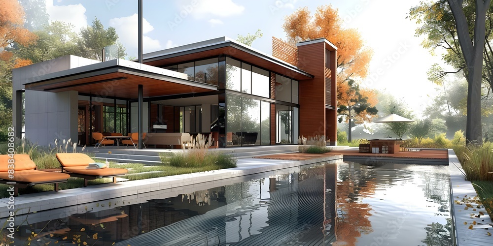 3d Rendering Of House Design Created Using Cad Software Like Revit Concept Architectural
