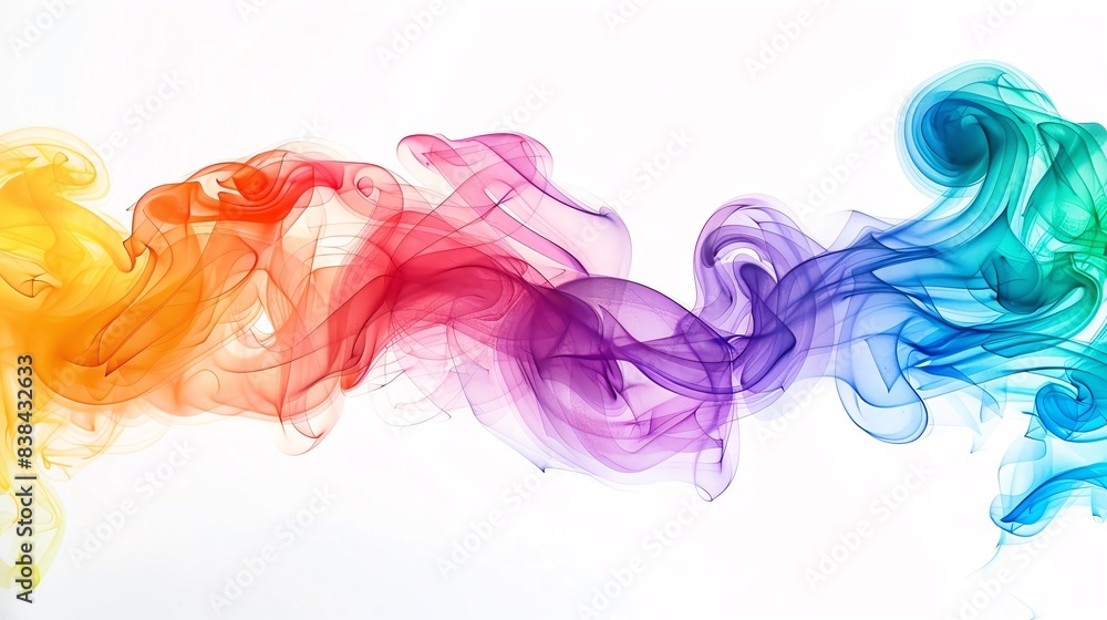 Soft Focus Rainbow smoke, negative space, isolated on black background ...