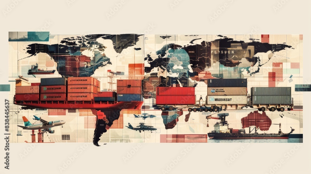 Global Shipping Routes and Trade Goods Map - Educational Poster for ...